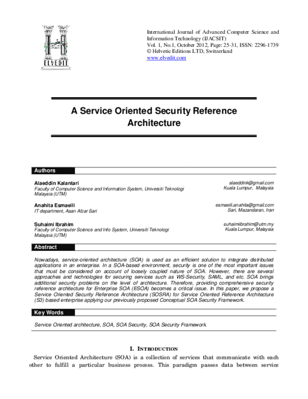 Pdf A Service Oriented Security Reference Architecture