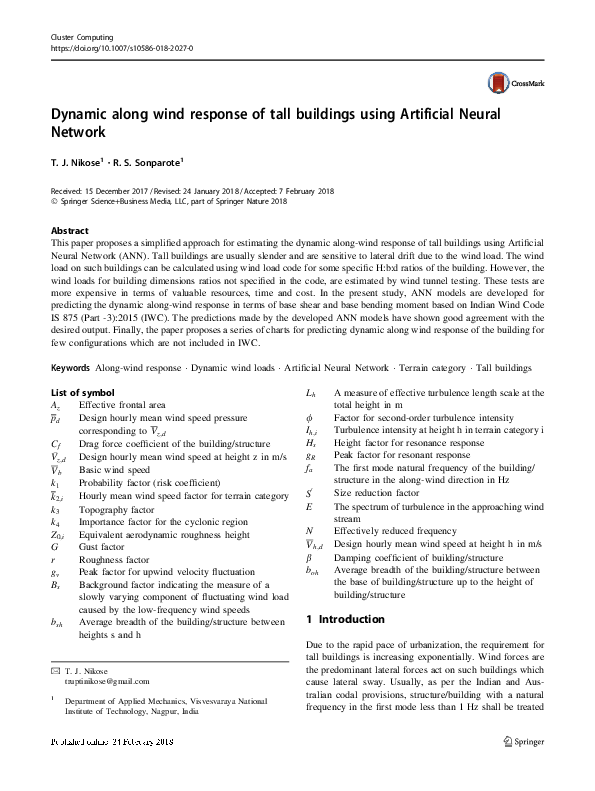 (PDF) Dynamic along wind response of tall buildings using Artificial Neural Network