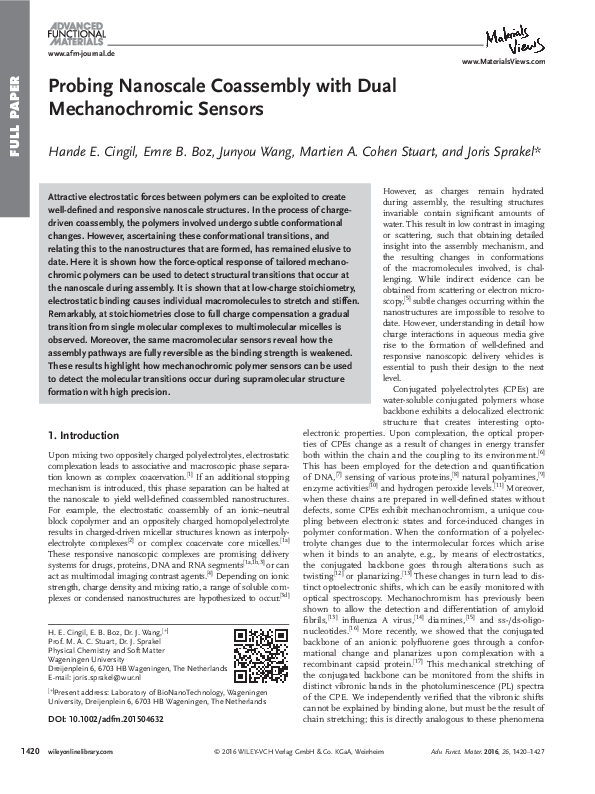 (PDF) Probing Nanoscale Coassembly with Dual Mechanochromic Sensors