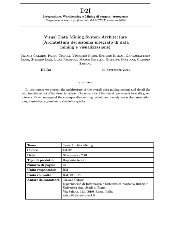 Pdf Architecture For Visual Data Mining Systems