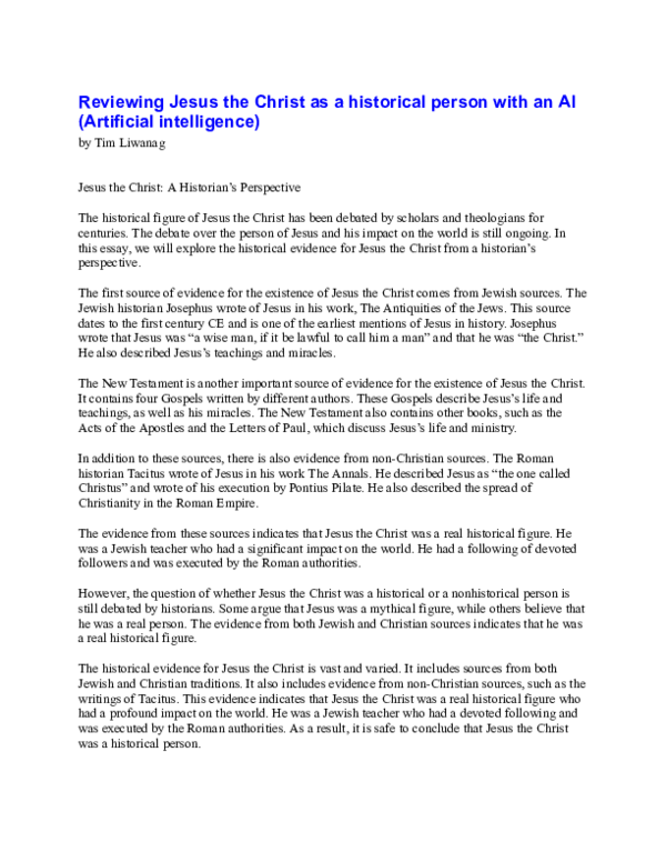 (PDF) Reviewing Jesus the Christ as a historical person with an AI ...