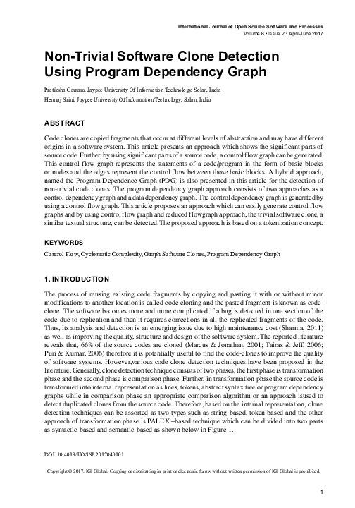 (PDF) Non-Trivial Software Clone Detection Using Program Dependency Graph