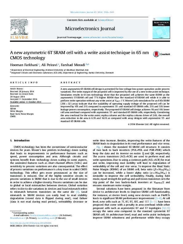 (PDF) A new asymmetric 6T SRAM cell with a write assist technique in ...