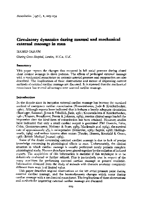 (PDF) Circulatory dynamics during manual and mechanical external ...