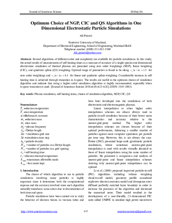 Pdf Optimum Choice Of Ngp Cic And Qs Algorithms In One Dimensional