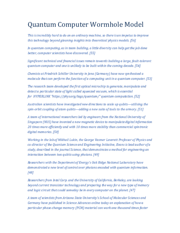 (PDF) Quantum Computer Wormhole Model | George Rajna - Academia.edu