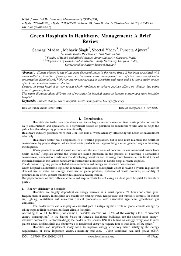 (PDF) Green Hospitals in Healthcare Management: A Brief Review