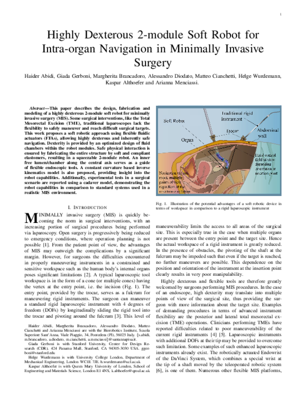 (PDF) Highly dexterous 2-module soft robot for intra-organ navigation in minimally invasive surgery