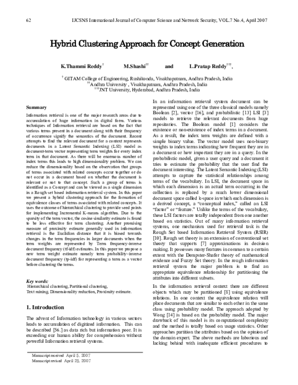 (PDF) Hybrid Clustering Approach for Concept Generation