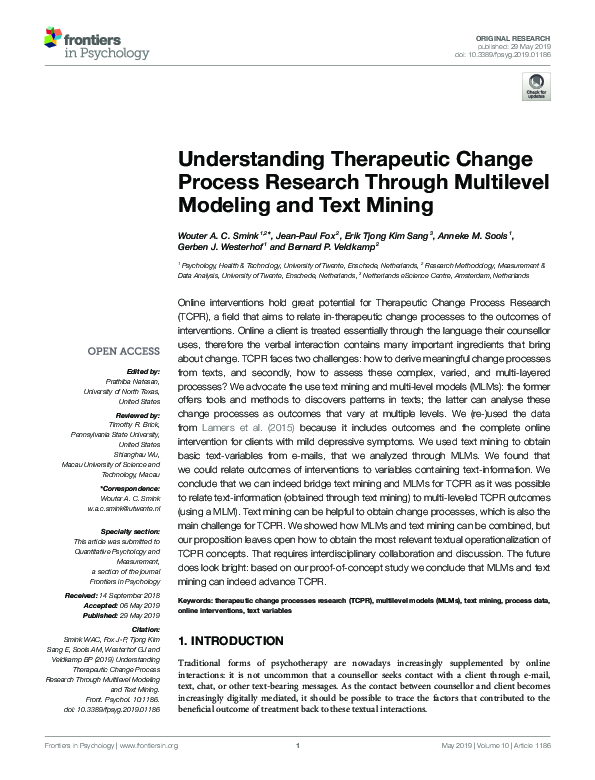 (PDF) Multilevel Modeling in Psychotherapy Research