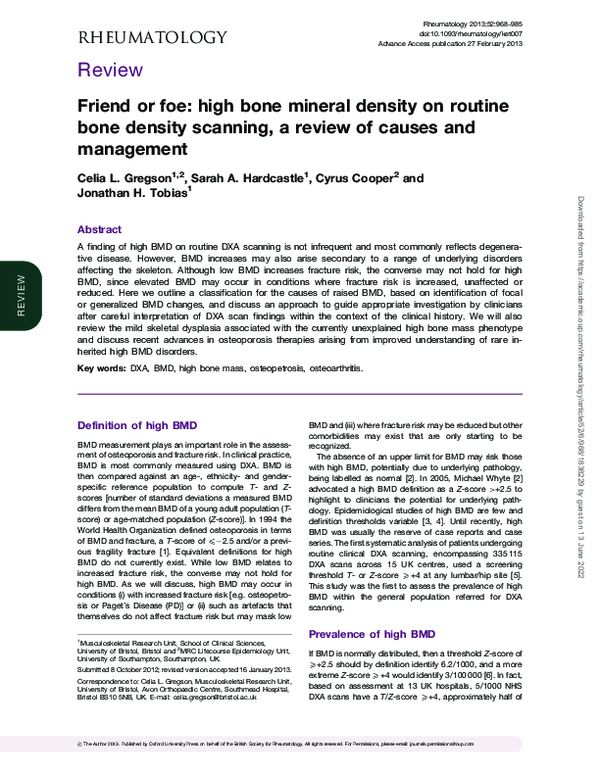(PDF) Friend or foe: high bone mineral density on routine bone density ...