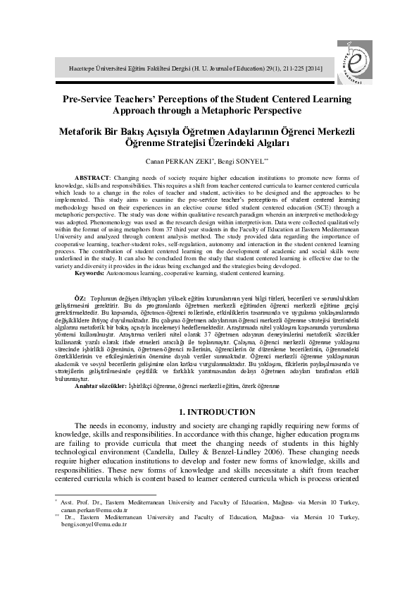 (PDF) Pre-Service Teachers' Perceptions of the Student Centered ...