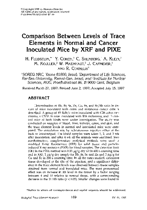 (PDF) Comparison between levels of trace elements in normal and cancer ...