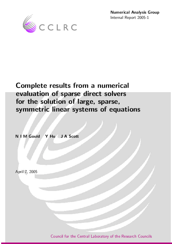 (PDF) Complete results from a numerical evaluation of sparse direct solvers for the solution of ...