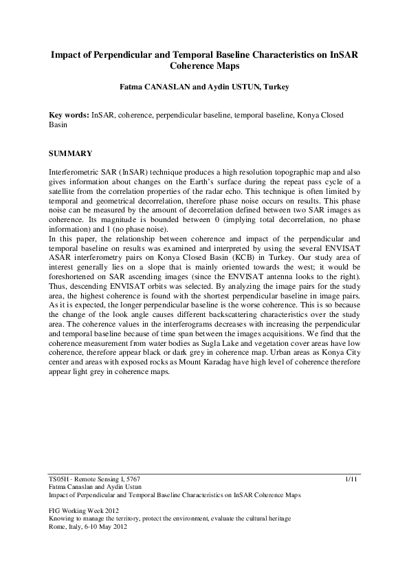 (PDF) Impact of Perpendicular and Temporal Baseline Characteristics on ...