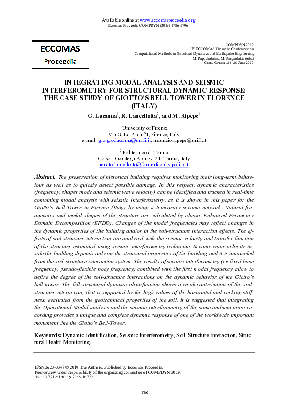 (PDF) Full structural dynamic response from ambient vibration of Giotto's bell tower in Firenze ...