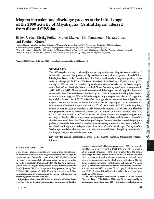 (PDF) Magma intrusion and discharge process at the initial stage of the 2000 activity of ...