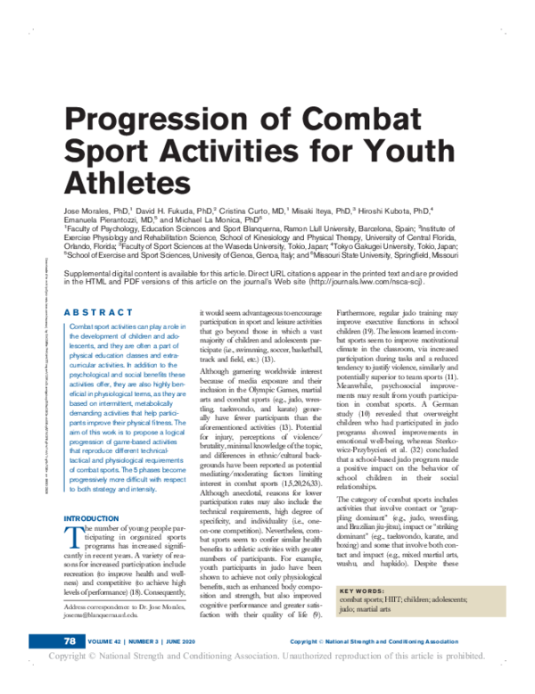 (PDF) Progression of Combat Sport Activities for Youth Athletes