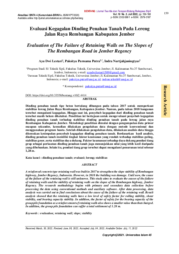 (PDF) Evaluasi Kegagalan Dinding Penahan Tanah Pada Lereng Jalan Raya ...