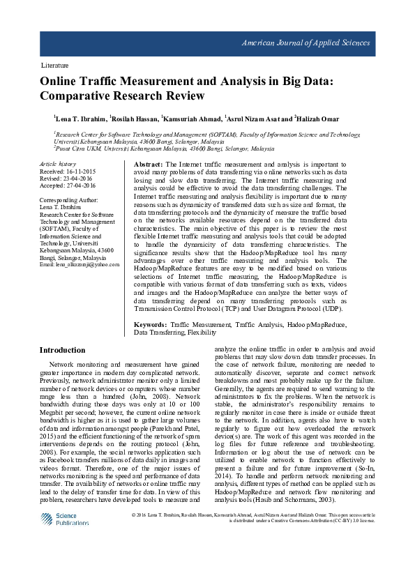 (PDF) Online Traffic Measurement and Analysis in Big Data: Comparative ...