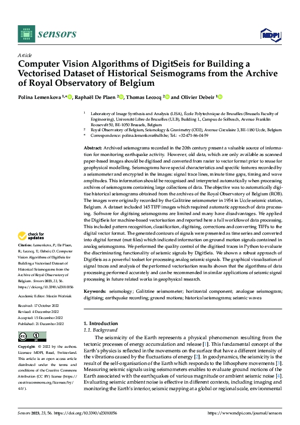 Pdf Vectorising Historical Seismograms With Digitseis