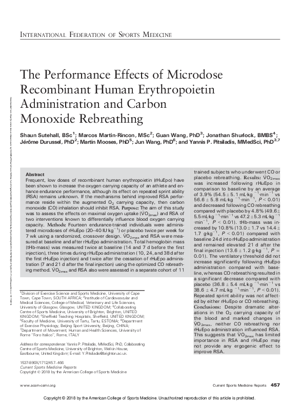 (PDF) The Performance Effects of Microdose Recombinant Human ...