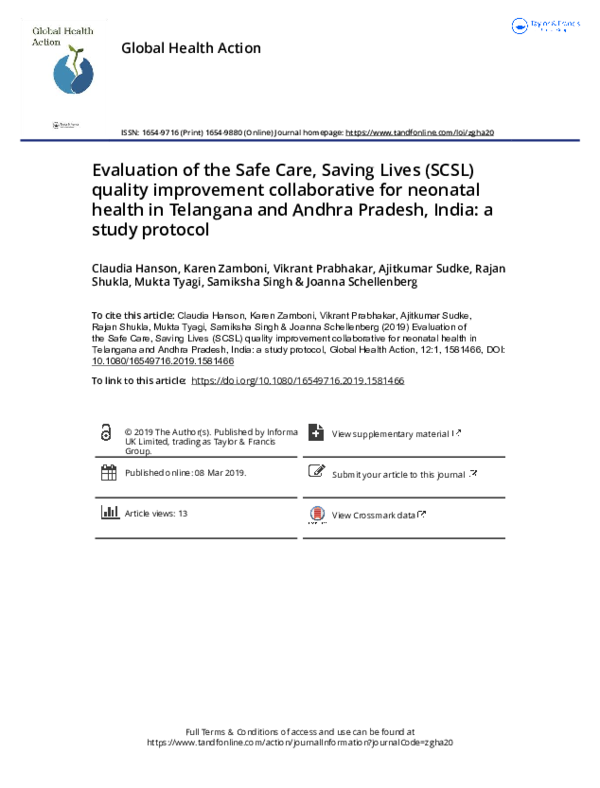 (PDF) Evaluation of the Safe Care, Saving Lives (SCSL) quality improvement collaborative for ...