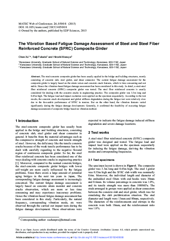 (PDF) The Vibration Based Fatigue Damage Assessment of Steel and Steel Fiber Reinforced Concrete ...