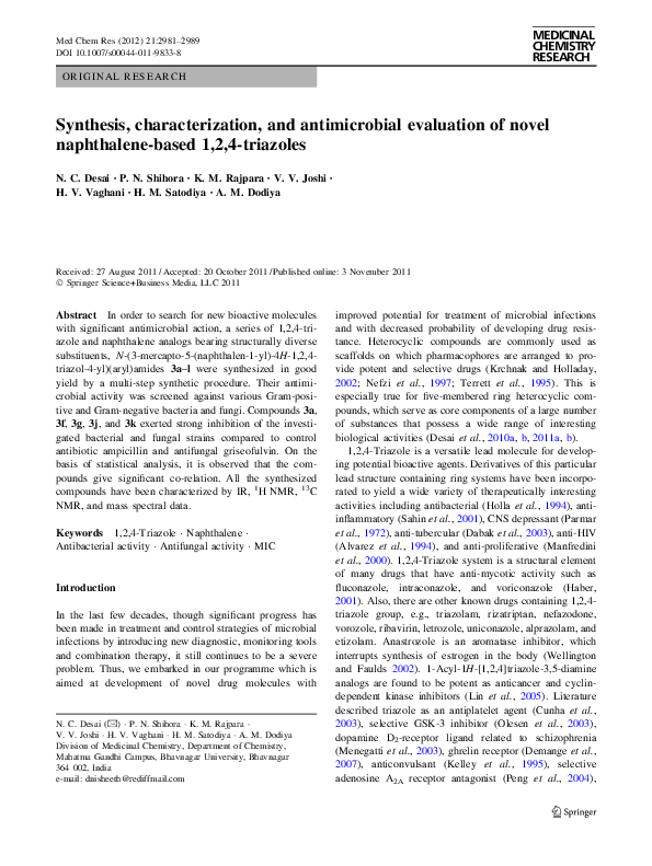 (PDF) Synthesis, characterization and anti-microbial study of some organometallic complexes of ...