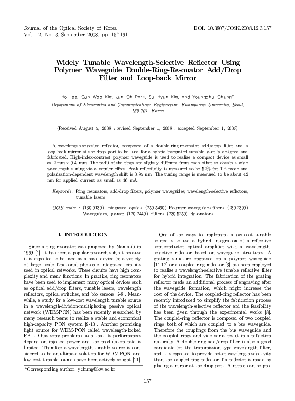 (PDF) Widely Tunable Wavelength-Selective Reflector Using Polymer ...