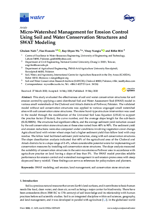 (PDF) Micro-Watershed Management for Erosion Control Using Soil and ...