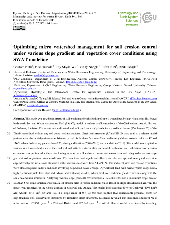 (PDF) Optimizing micro watershed management for soil erosion control ...