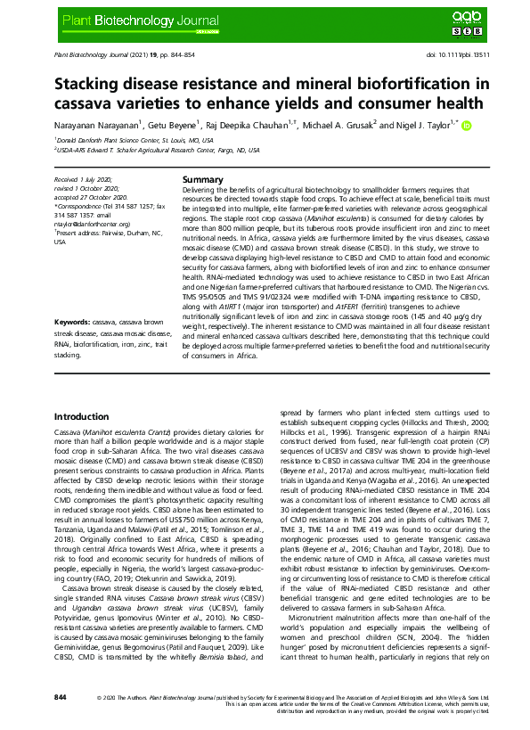 (PDF) Stacking disease resistance and mineral biofortification in ...