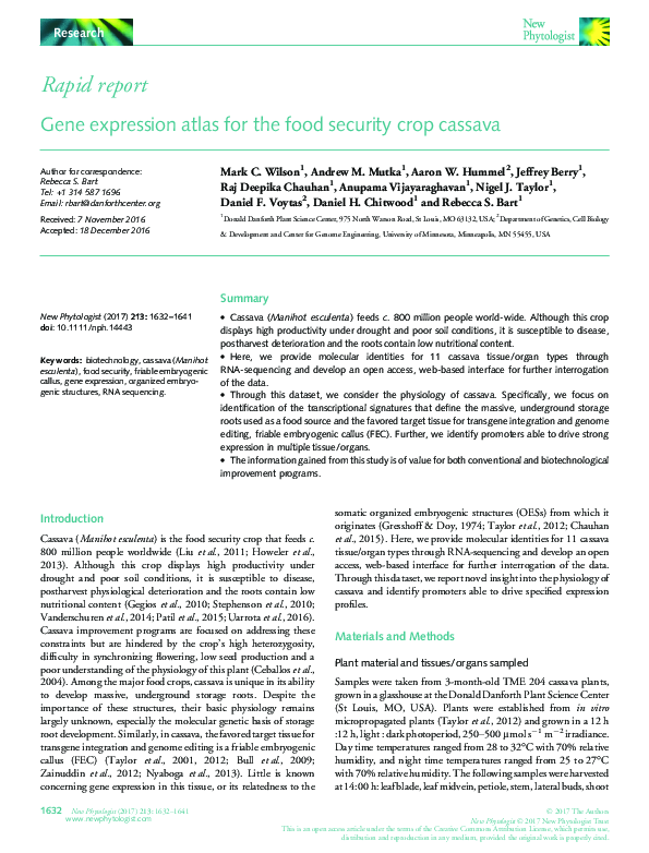 (PDF) Gene expression atlas for the food security crop cassava