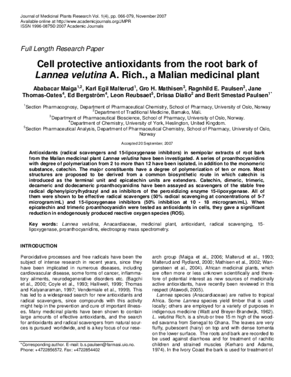 (PDF) Cell protective antioxidants from the root bark of Lannea ...