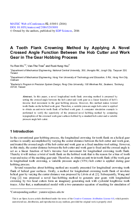 (PDF) A Tooth Flank Crowning Method by Applying a Novel Crossed Angle ...