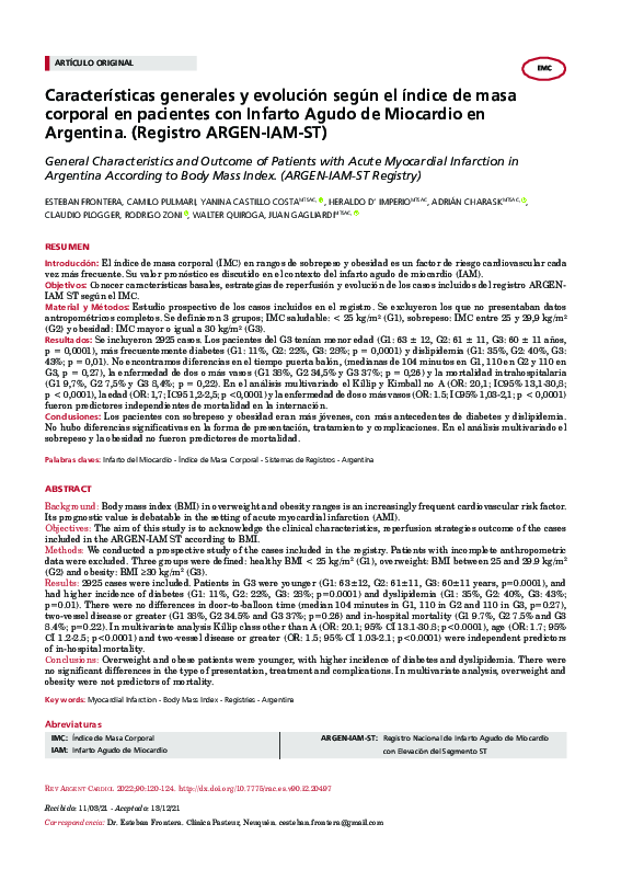 (PDF) Características generales y evolución según el índice de masa ...