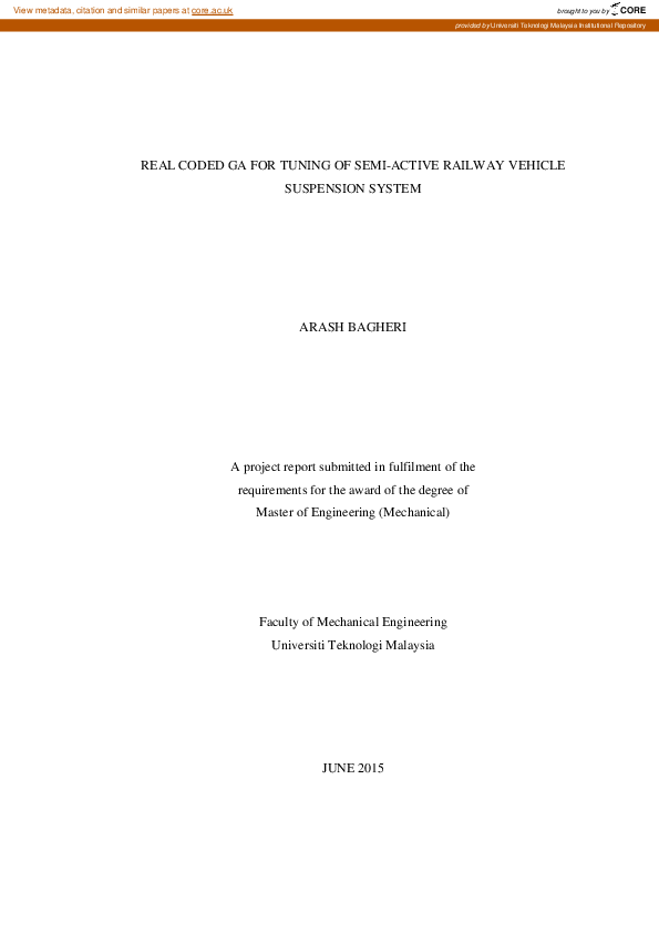 Pdf Optimizing Semi Active Railway Suspension