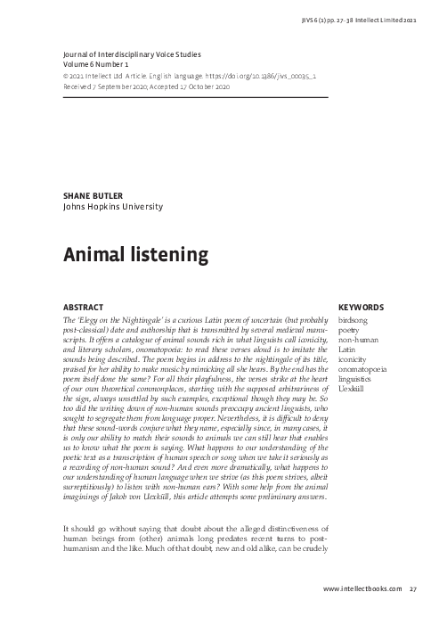 (PDF) Animal Listening