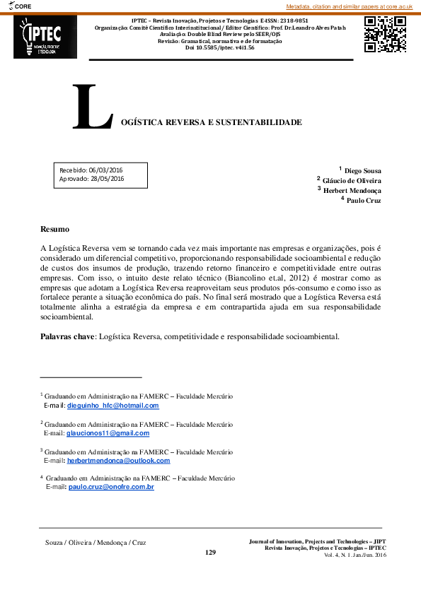 (PDF) Logística Reversa e Sustentabilidade