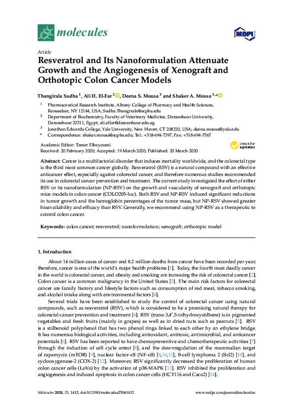 (PDF) Resveratrol and Its Nanoformulation Attenuate Growth and the ...