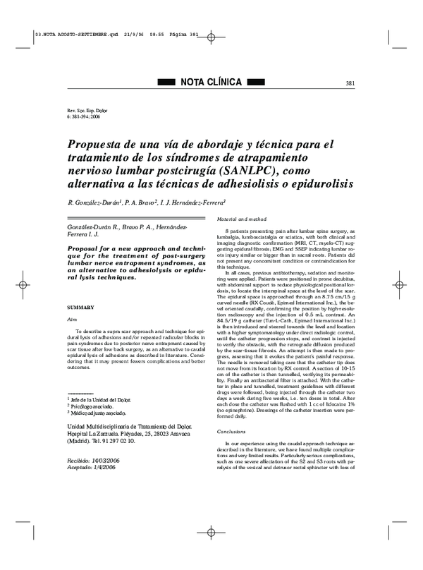 (PDF) Propuesta de una vía de abordaje y técnica para el tratamiento de ...