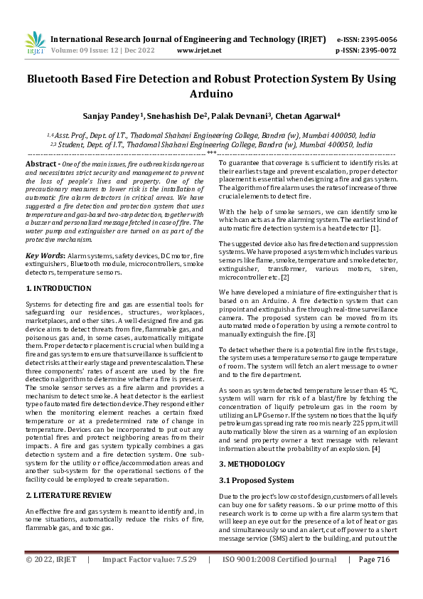 (PDF) Bluetooth Based Fire Detection and Robust Protection System By Using Arduino