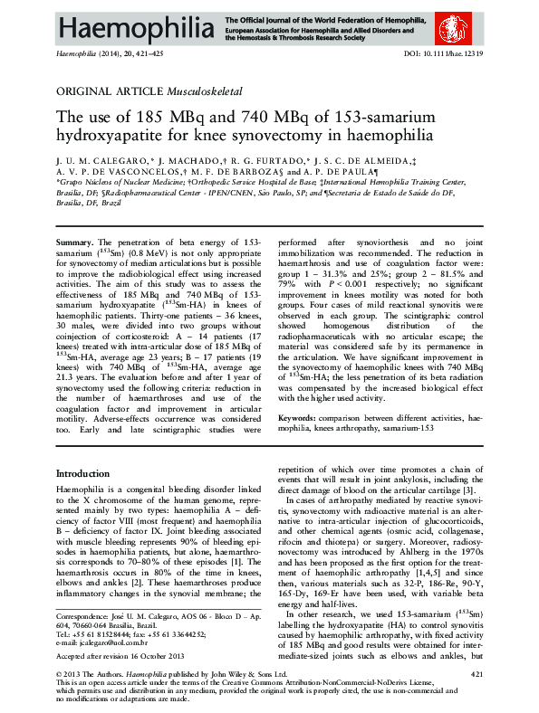 (PDF) The use of 185 MB q and 740 MB q of 153‐samarium hydroxyapatite ...
