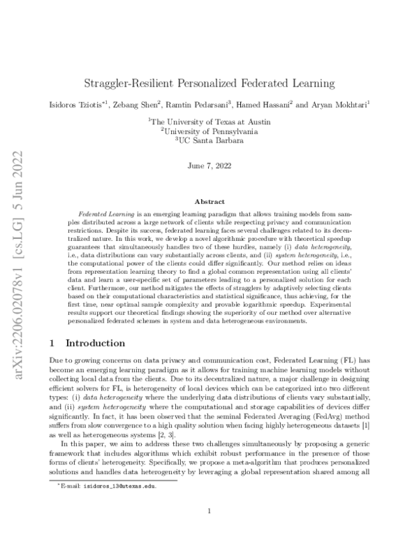 (PDF) Personalized Federated Learning with Straggler Resilience (PDF) Personalized Federated Learning with Straggler Resilience