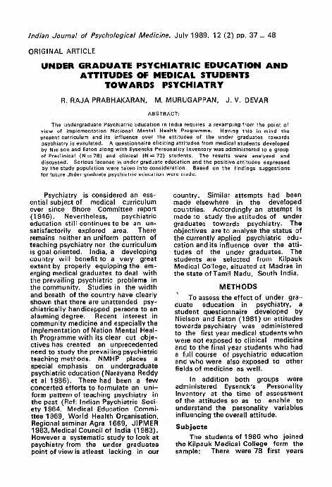 (PDF) Undergraduate psychiatric education and attitudes of medical ...
