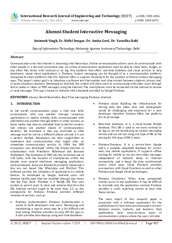 (PDF) Alumni-Student Interactive Messaging