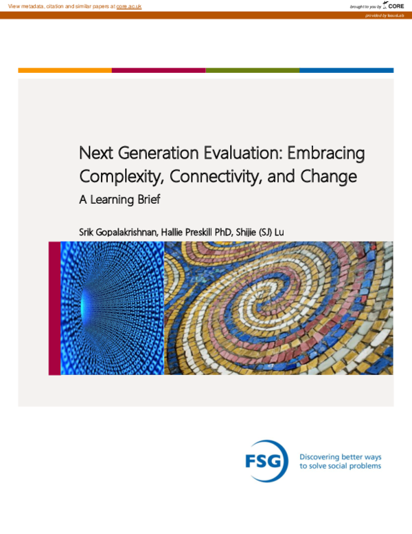 (PDF) Next Generation Evaluation: Embracing Complexity, Connectivity ...