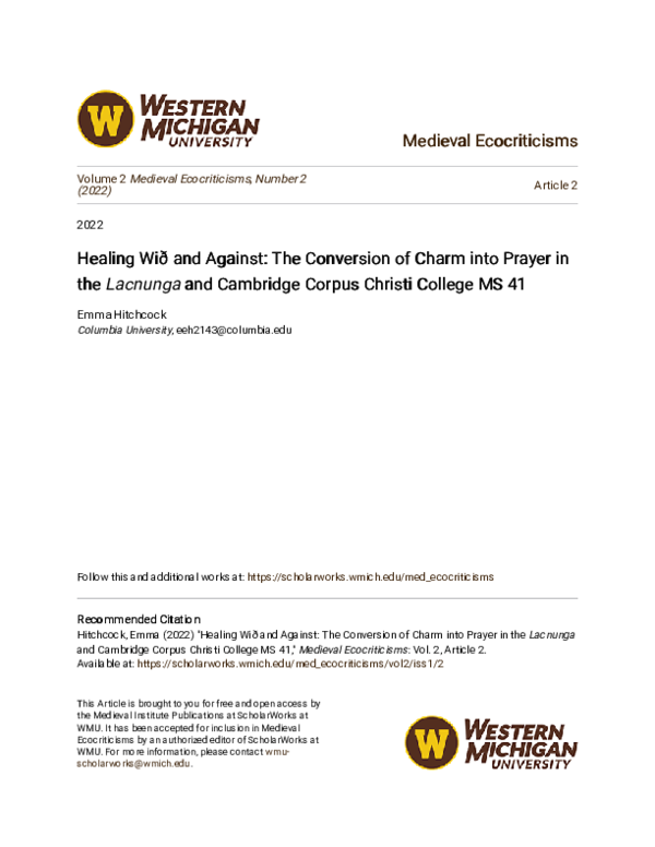 (PDF) Healing Wið and Against: The Conversion of Charm into Prayer in ...