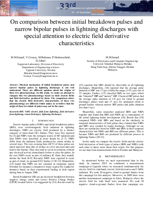 (PDF) On comparison between initial breakdown pulses and narrow bipolar ...